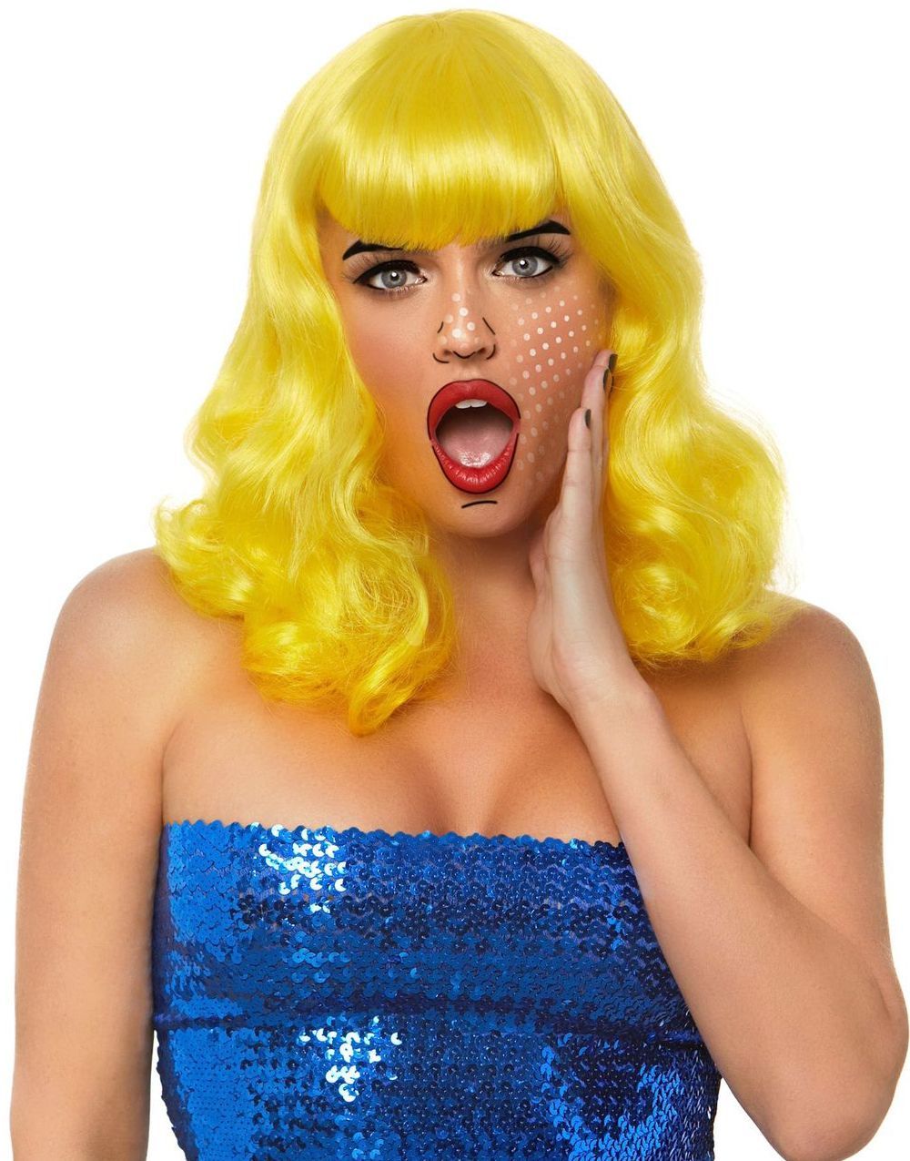 Retro Krøllete Bob Parykk med Pannelugg – Gul - Gule Parykker ...