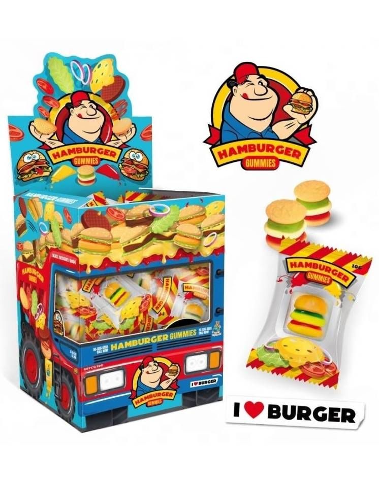 80 stk Vida's Hamburger Gummies - Eske med Vingummiburgere 0,8 kg ...