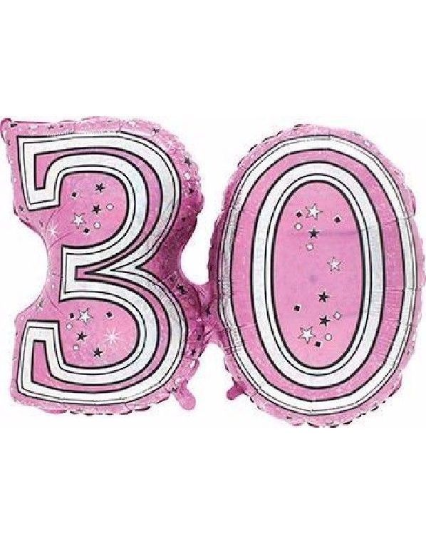 30 År - Rosa Holografisk Folieballong 81 cm - Tallballonger - Ballonger - Produkttyper - ALT TIL ...