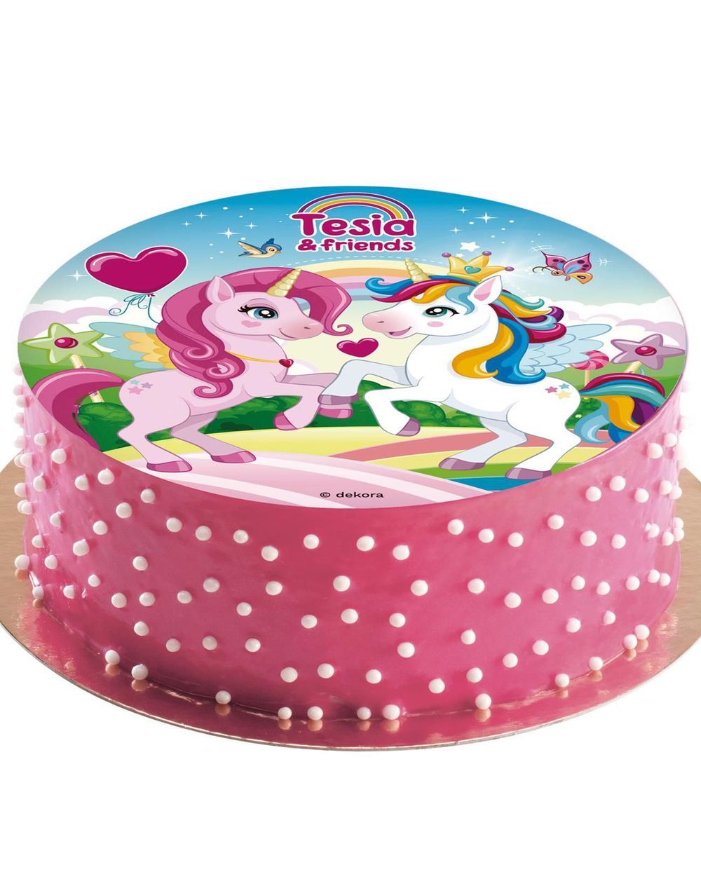 Kakebilde med Motiv av 2 Søte Enhjørninger - Spiselig Kakepynt ...