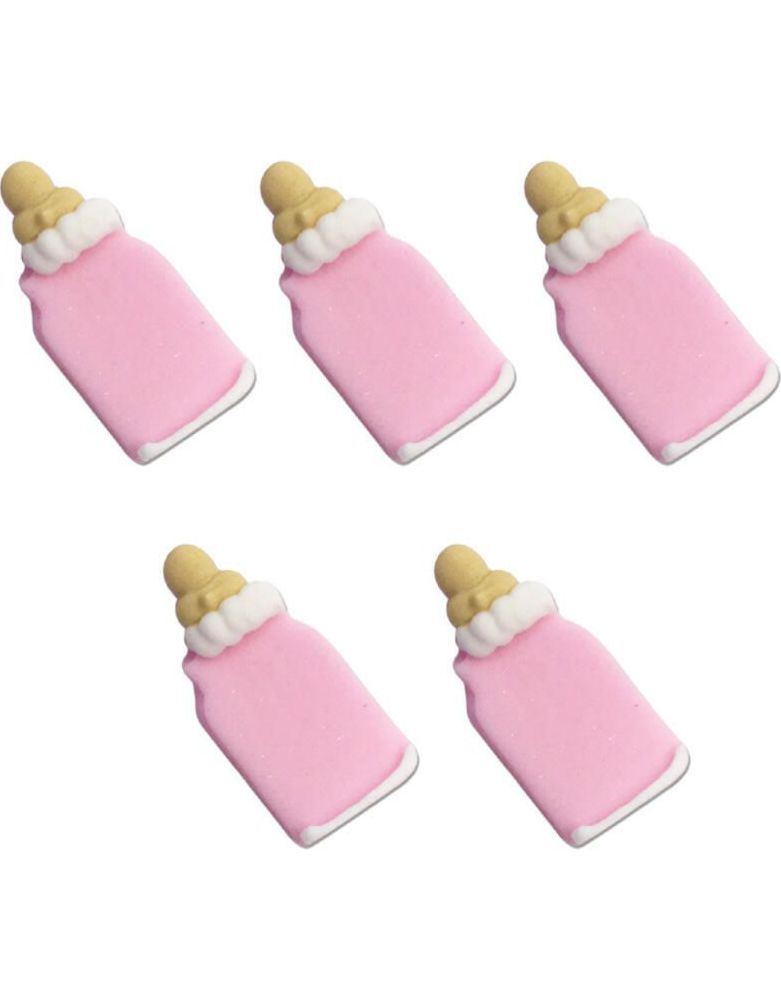 5 stk Rosa Tåteflasker Sugarcraft Toppers - Håndlaget Spiselig Kakepynt ...