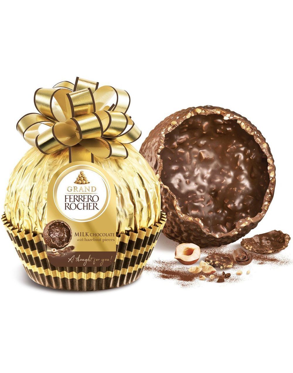 Grand Ferrero Rocher - Stort Hult Melkesjokoladeegg med Hasselnøttbiter ...