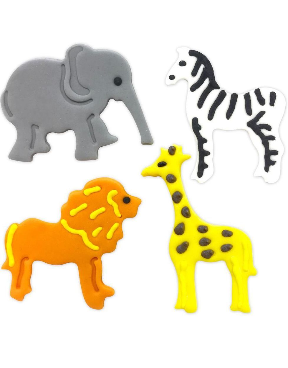 4 stk Safari Dyr Sugarcraft Toppers - Håndlaget Spiselig Kakepynt ...