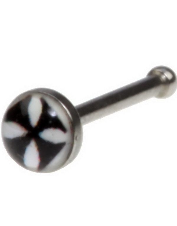 Rett Nesepiercing med Svart Ridderkors og andre Kirurgisk stål 316L