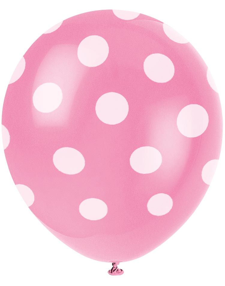 6 stk 30 cm - Rosa Ballonger med Hvite Polka Dots - Ballonger med Motiv ...
