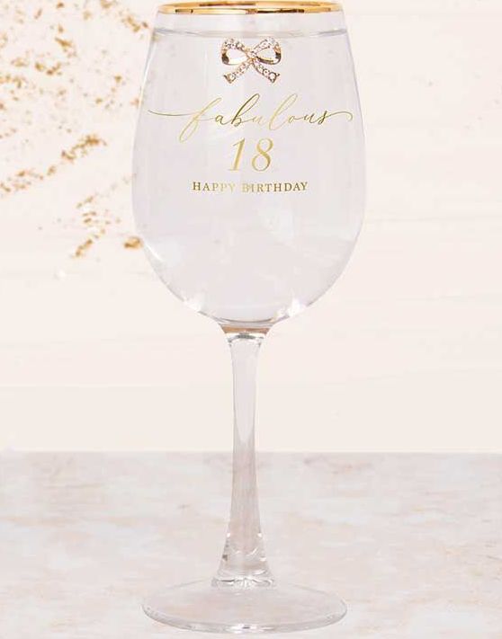 Fabulous 18 - Vinglass med Gullfarget skrift - Glass i Gaveeske - Glass ...