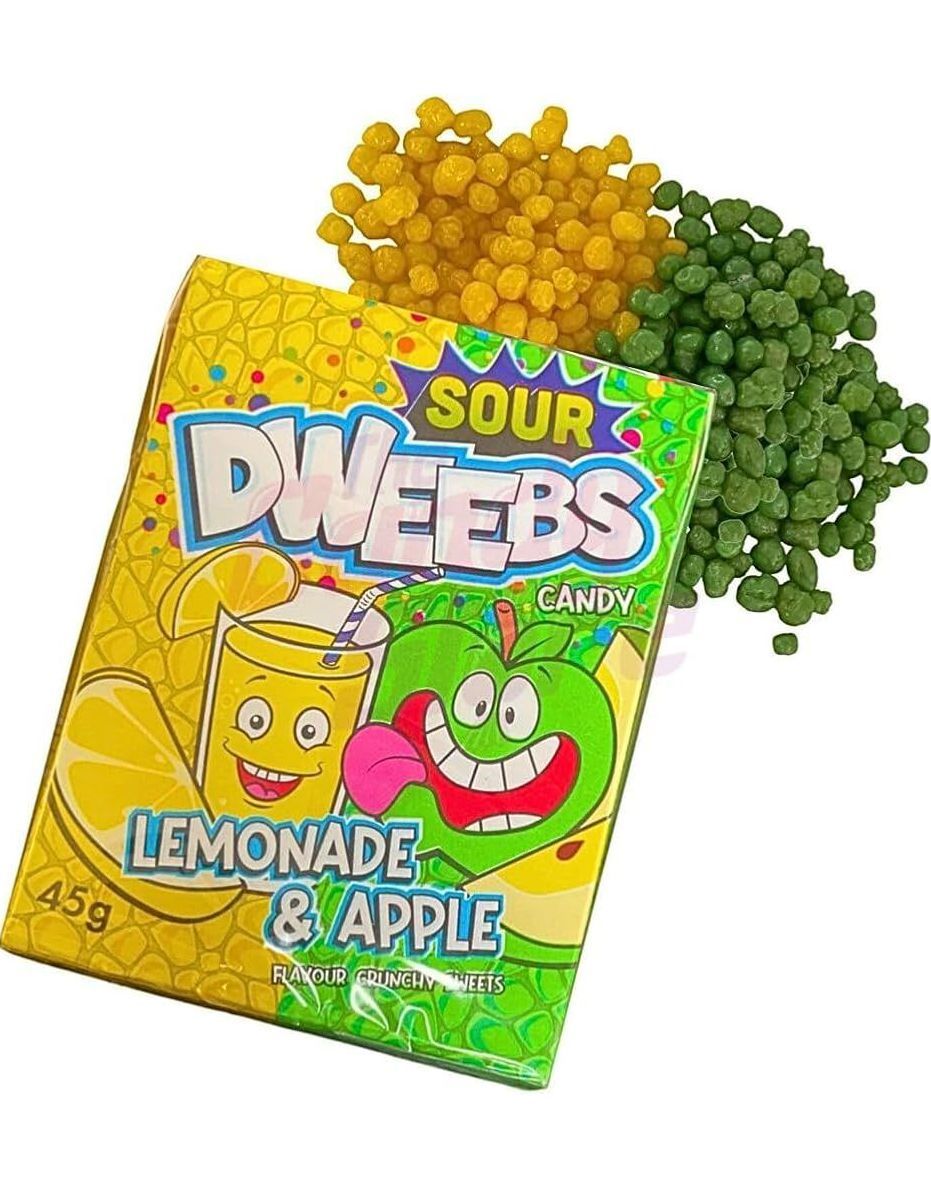 Dweebs Sour Candy - Knasende Godteri med Lemonade og Eplesmak 45 gram ...