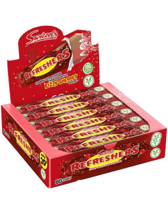 60 stk Swizzels Refreshers Chew Bar med Kirsebær og Colasmak - Hel Eske ...