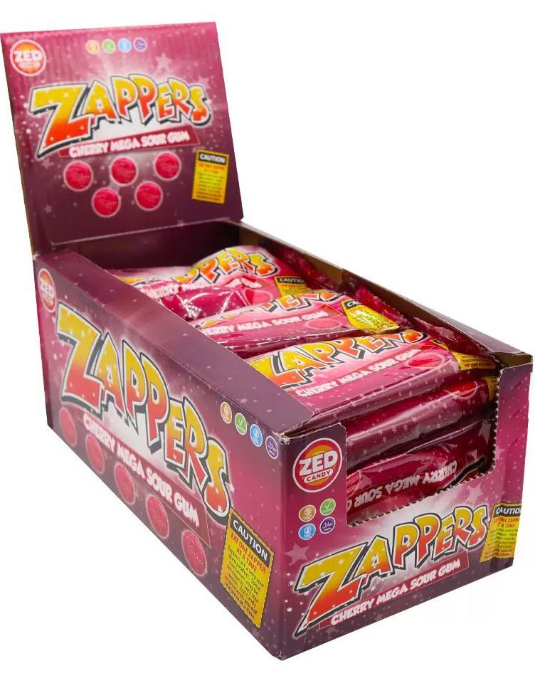 24 stk Zed Zappers Cherry Mega Sour Gum - Kjempesur Tyggegummi - Hel ...