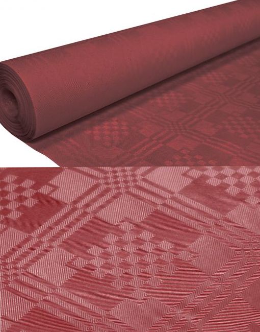 8 meter Vinrød Papirduk på Rull med Damaskmønster - Avlange Duker ...