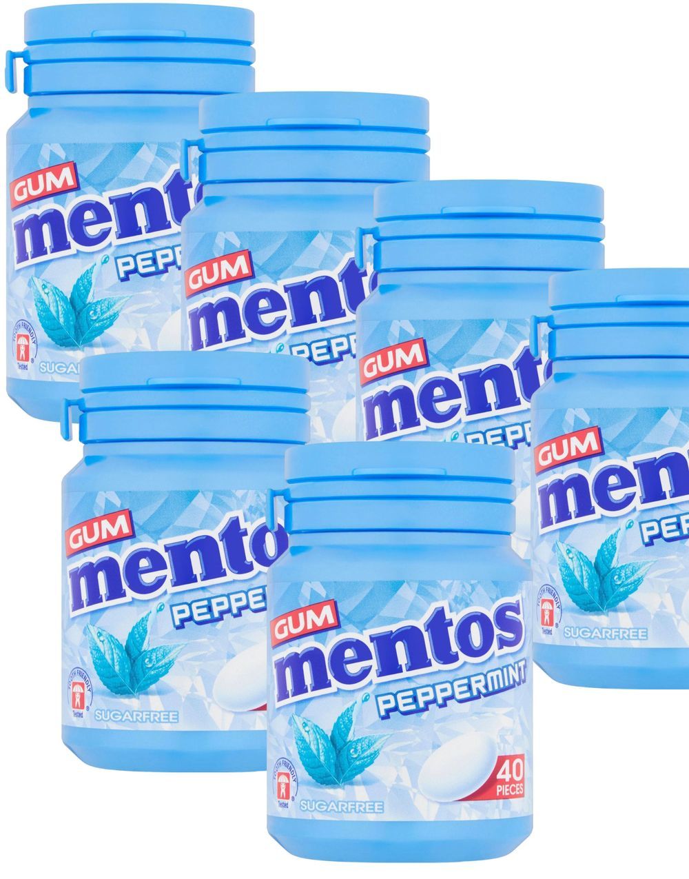 6 stk Mentos Sugarfree Peppermint Gum - Sukkerfri Tyggegummi med ...