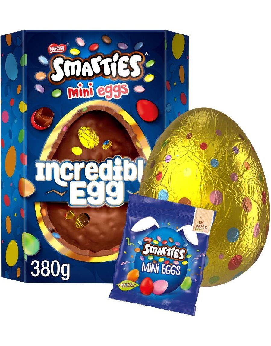 Smarties Incredible Egg - Kjempestort Sjokoladeegg og Pose med Mini Egg 380 gram ...