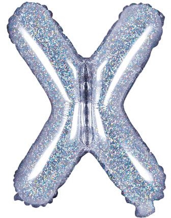 Bokstaven X - 35 cm Sølvfarget Holografisk Folieballong ...