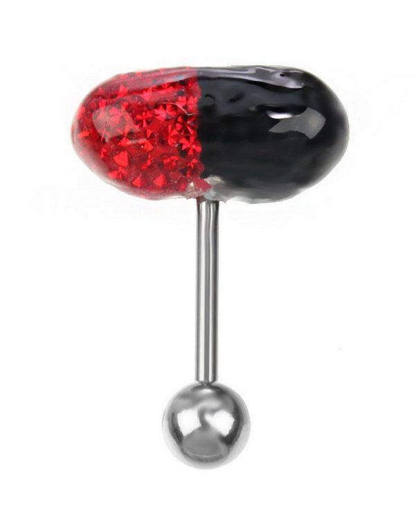 Black & Red Diamond Pill - Tungepiercing og andre Akryl / UV (Black light)