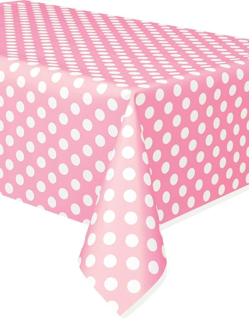 Lys Rosa Plastduk med Hvite Polka Dots 274x137 cm - Avlange Duker - Duker og Bordløpere ...