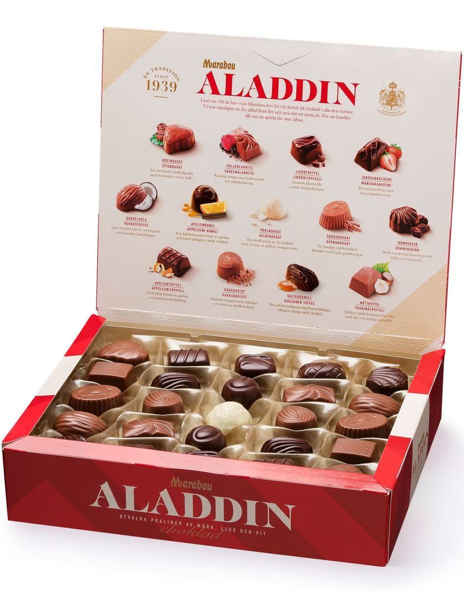 Marabou Aladdin Utvalgte Praliner av Mørk- Lys- og Hvit Sjokolade 500 g ...