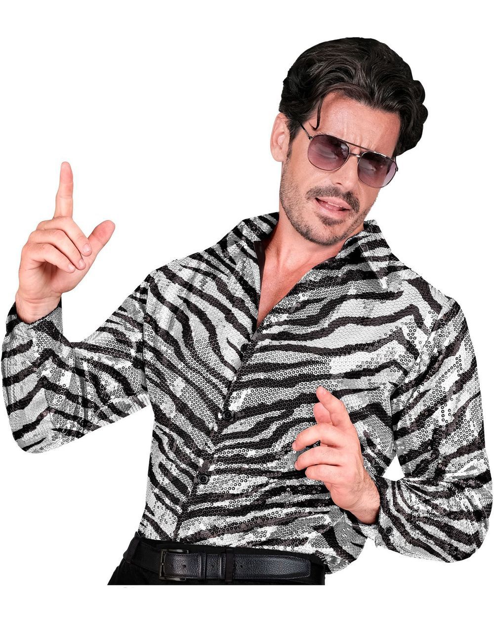 Zebramønstret Kostymeskjorte med Paljetter til Herre - Andre Dyr ...