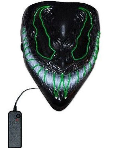 Svart og Grønn Venom Inspirert Maske med LED-Lys - Diverse Masker ...