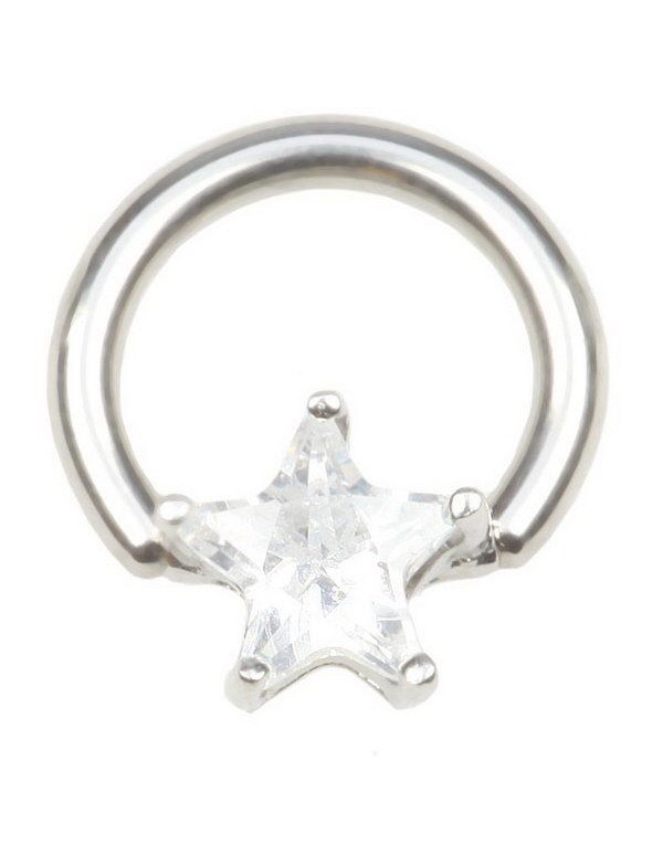 BCR Piercing med Stjerneformet Klar Sten og andre Ball Closure Rings