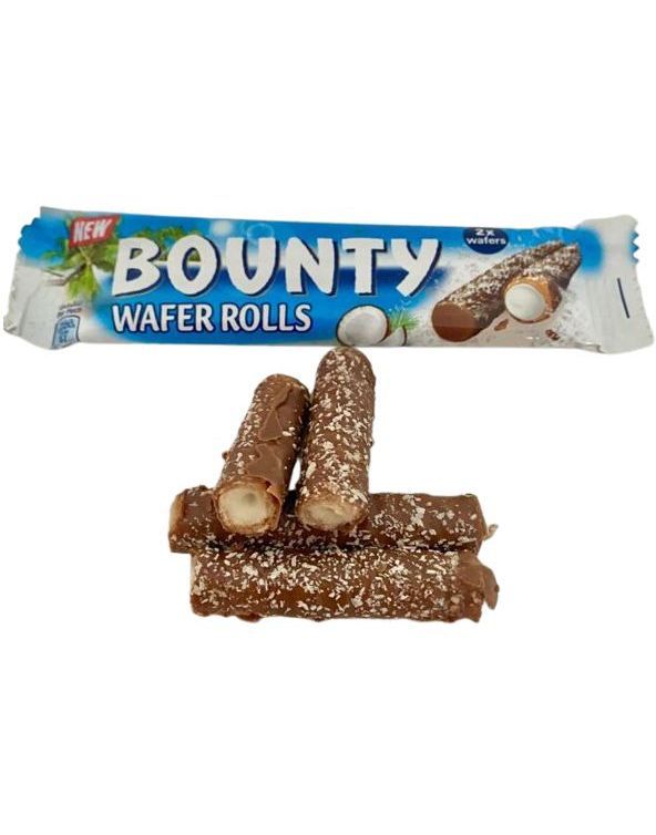 12 stk Bounty Wafer Rolls - Kjeksstenger med Kokosnøttkrem - Hel Eske ...