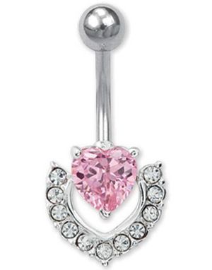 Hjerte m/Bevegelig Ledd Rosa - Navlepiercing i Ekte Sølv og andre Ekte ...