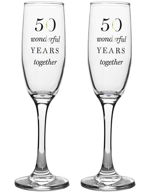 50 Wonderful Years Together - 2 stk Jubileumschampagneglass med ...