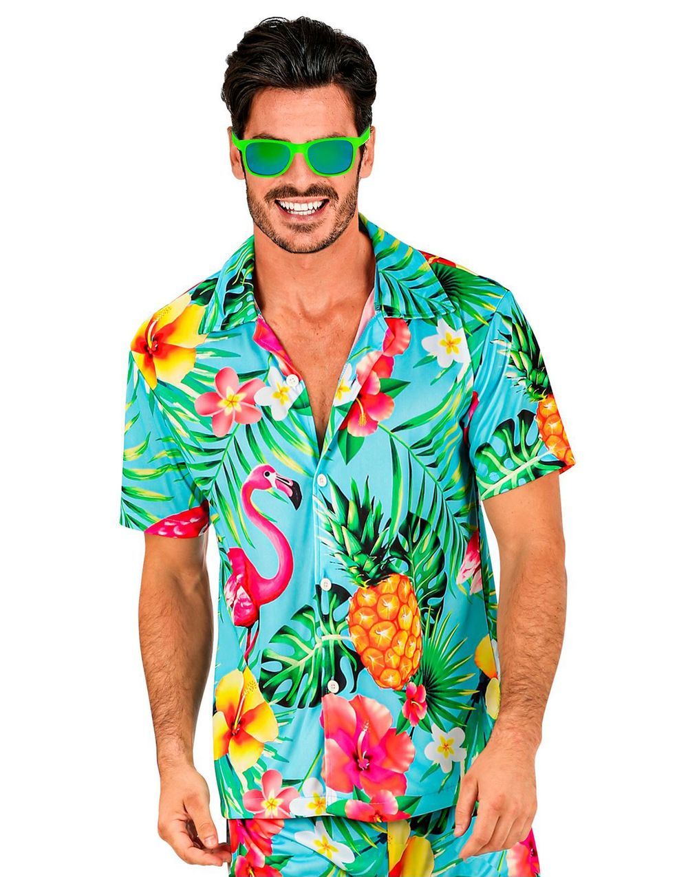 Breezy Flamingo Blå Hawaii Skjorte - Papegøyer & andre Fugler ...