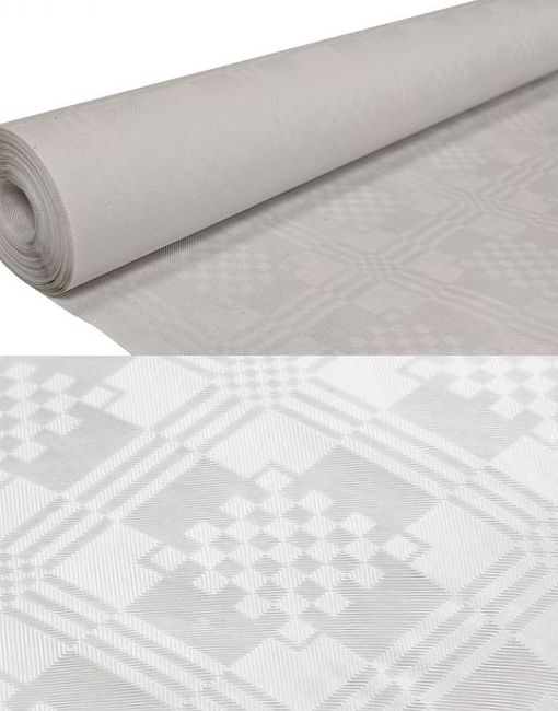 8 meter Hvit Papirduk på Rull med Damaskmønster - Bredde 119 cm ...