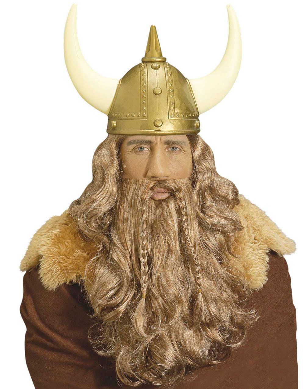 Viking - Lang Rød-Brun Parykk, Skjegg og Bart og andre Karneval & Party ...