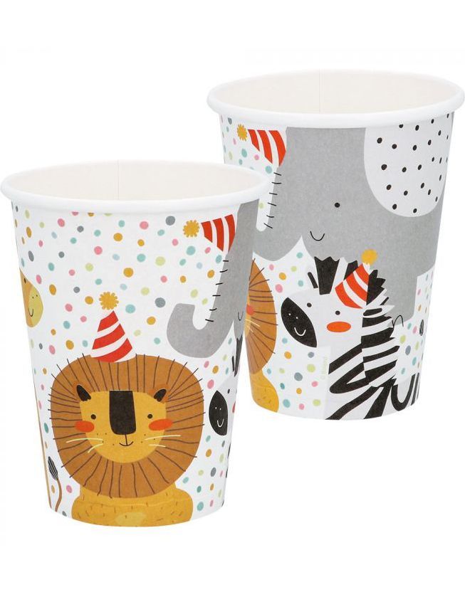 8 stk Kopper med Safari Motiv 210 ml - Safari Animals - Kopper og Krus ...