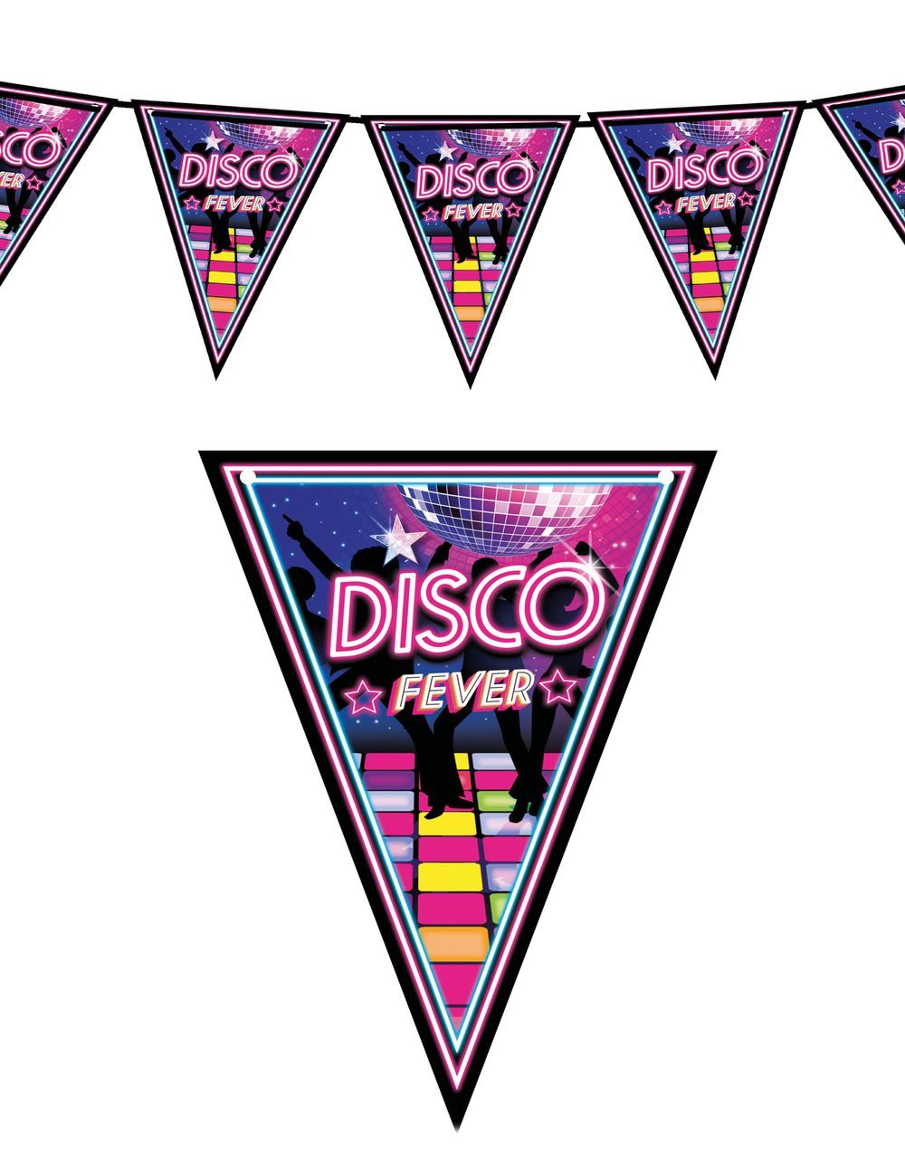 3 Meter Banner med Vimpler 20x30 cm - Disco Fever - Vimpler ...