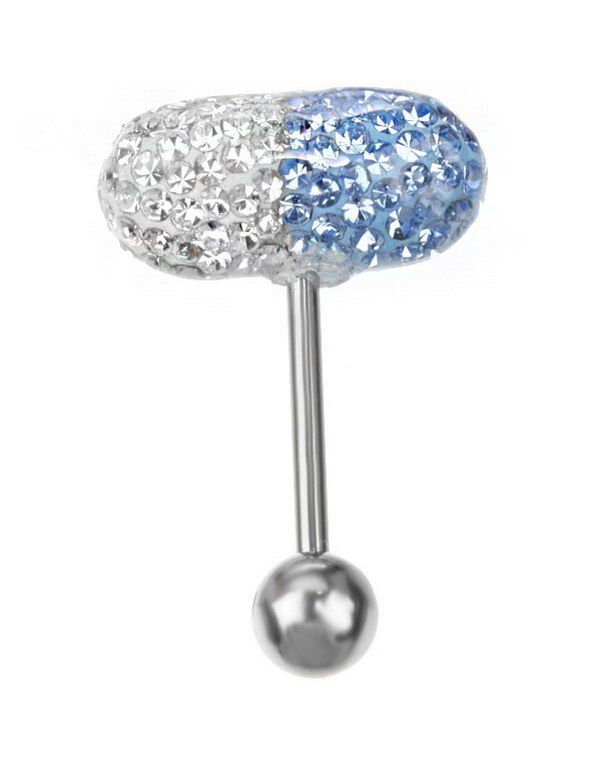 White & Light Blue Diamond Pill - Tungepiercing og andre Akryl / UV ...