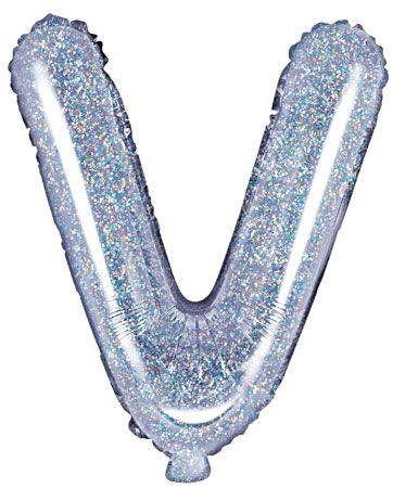 Bokstaven V - 35 cm Sølvfarget Holografisk Folieballong ...