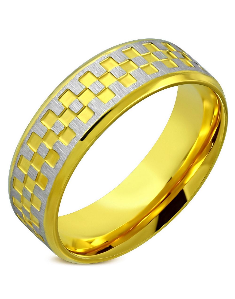 Silver and Gold Checker - Ring i Kirurgisk Stål - Ringer - Smykker ...