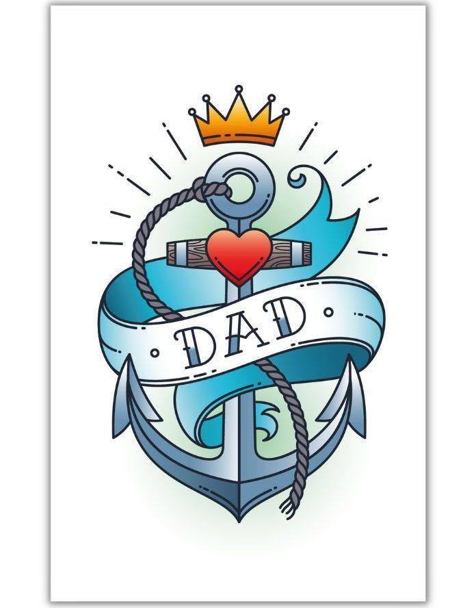 Midlertidig Tatovering med Anker og "DAD" Tekst - Midlertidige ...