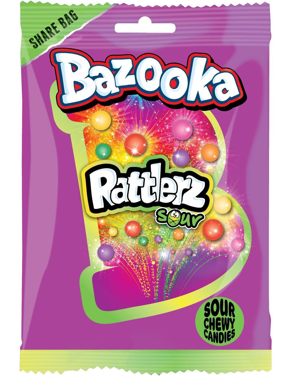 Bazooka Rattlerz Sour - Harde Sure Karameller med Fruktsmaker 120 gram ...