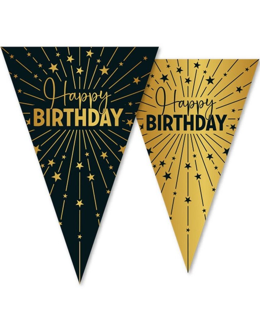 Happy Birthday - 10 Meter Banner med 15 Flagg - Vimpler / Flaggbanner ...