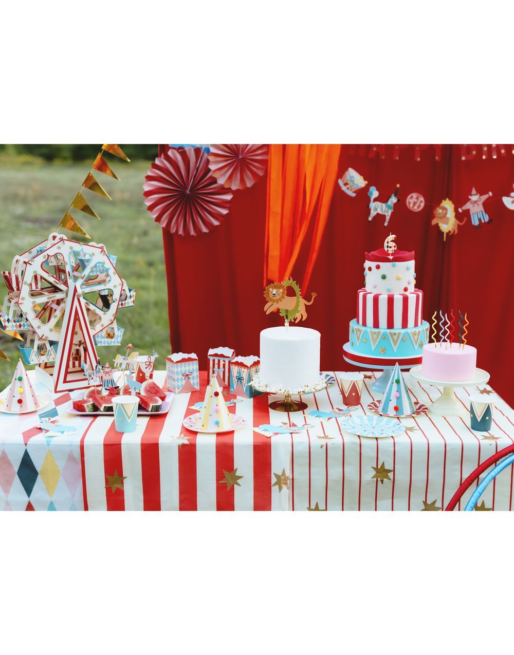 Stripete Sirkus Papirduk med Stjerner 120x180 cm - Circus Party ...