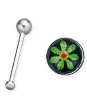 Rett Nesepiercing med Grønn Blomst og andre Kirurgisk stål 316L