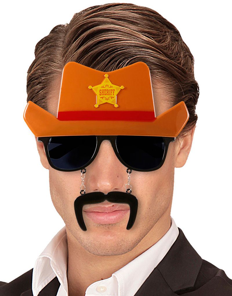 Cowboybriller med Brun Hatt og Bart - Cowboy & Indianer - Kostymer ...