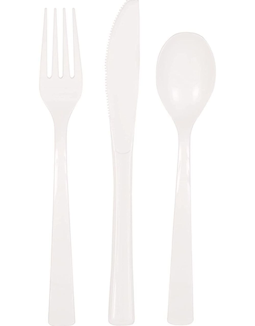 18 Delers Gjenbrukbart Hvitt Plastbestikk - Bestikk - Bestikk og ...