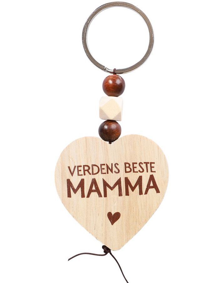 Nøkkelring med Trehjerte og Perler - Verdens Beste Mamma - Nøkkelringer - Diverse - TUSEN TING